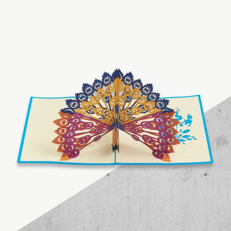 Peacock Pop up Card - Etsy