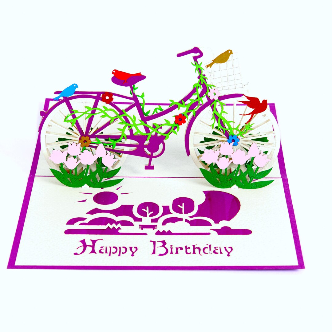 Handmade 3D Handcrafted Gift Icons Bike Pop up Card (purple) - Etsy
