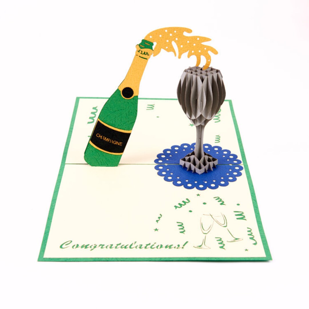 Handcrafted Champagne Pop up Card: Celebratory Congratulations - Etsy