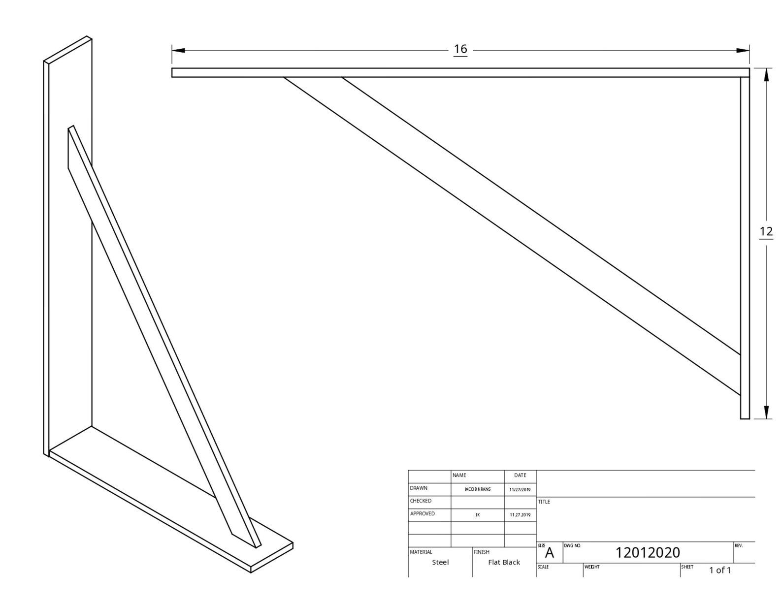 XL L-bracket With Diagonal Support: Hand Made and Welded - Etsy