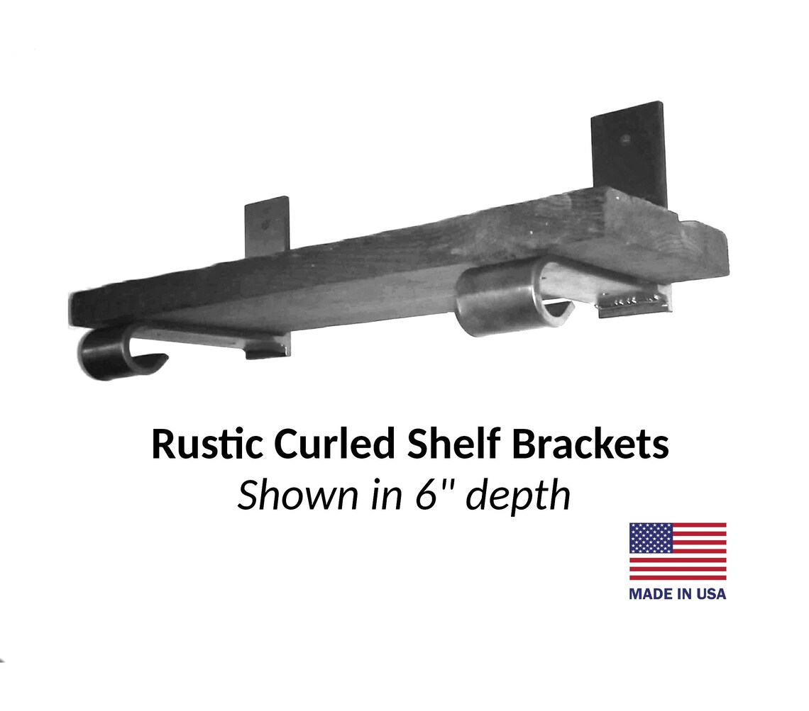 Rustic Curved Steel Shelf Bracket. Extremely Heavy Duty. Hand Bent ...