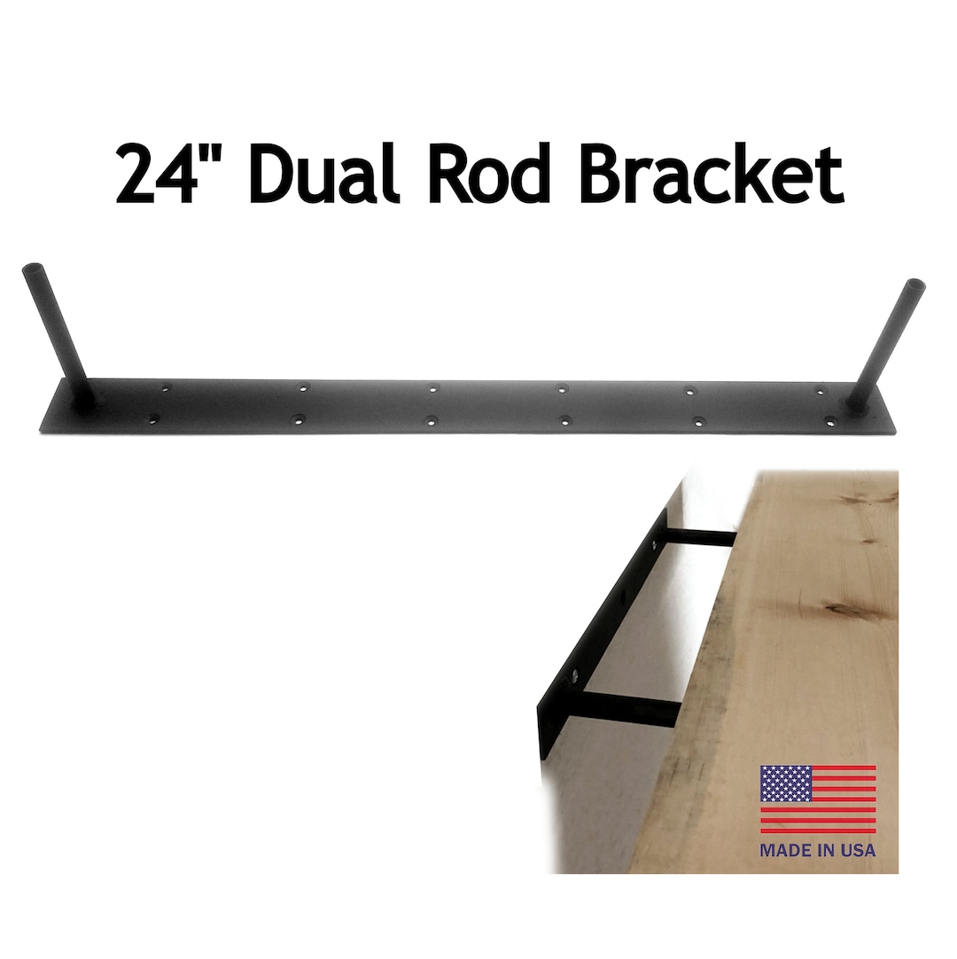 24" DUAL ROD Hidden Brackets for Floating Shelf (one Bracket) - Etsy
