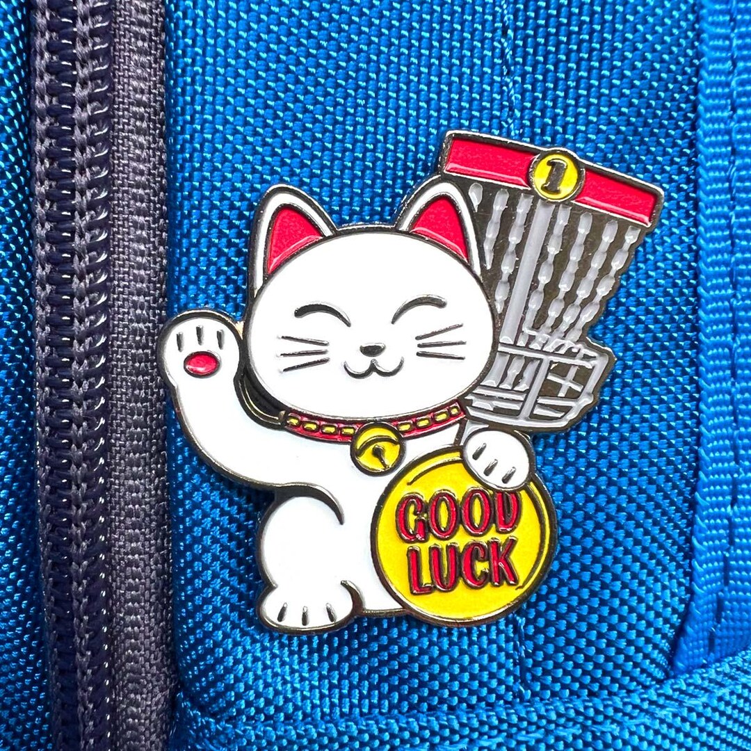 Good Luck Cat Disc Golf Pin™ - High Quality Hard Enamel Pin, Disc Golf ...