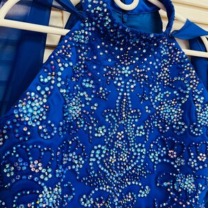 Royal Blue Fringes Pageant Fun Fashion Outfit With Chiffon Cape and ...