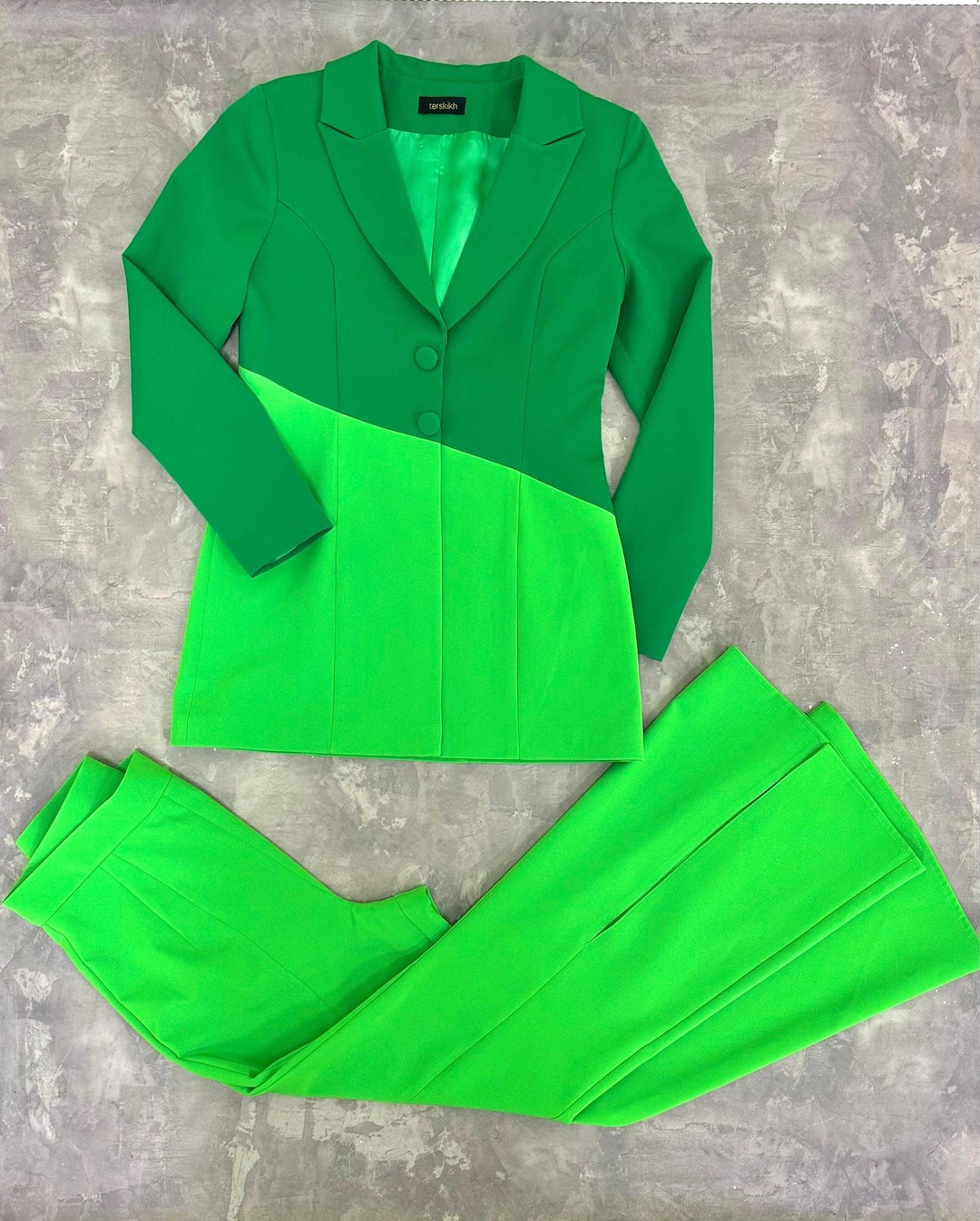 Lime Green and Grass Green Girls Suit With Jacket and Pants/ Girls ...