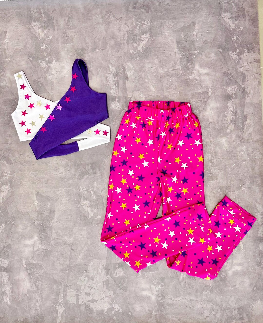 Hot Pink, White and Purple Girls Pageant Fitness Outfit/ Top and ...