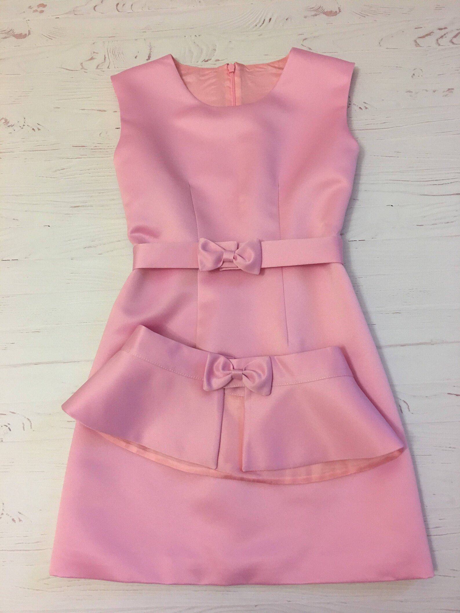 Light Pink Pageant Interview Dress With Peplum and Belt/ - Etsy