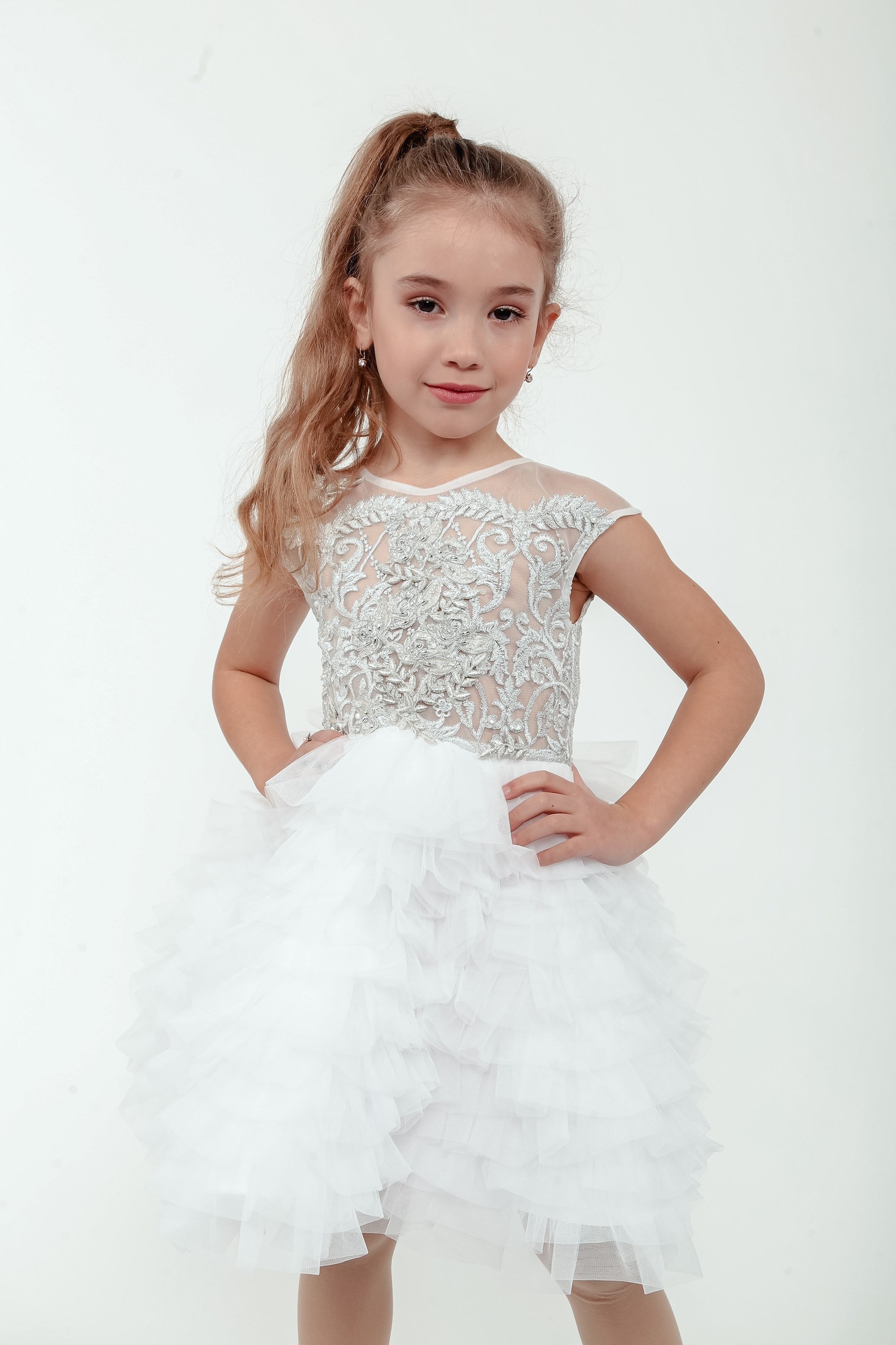 White Silver Pageant Cocktail Dress/ Tulle Ruffles Glitter - Etsy
