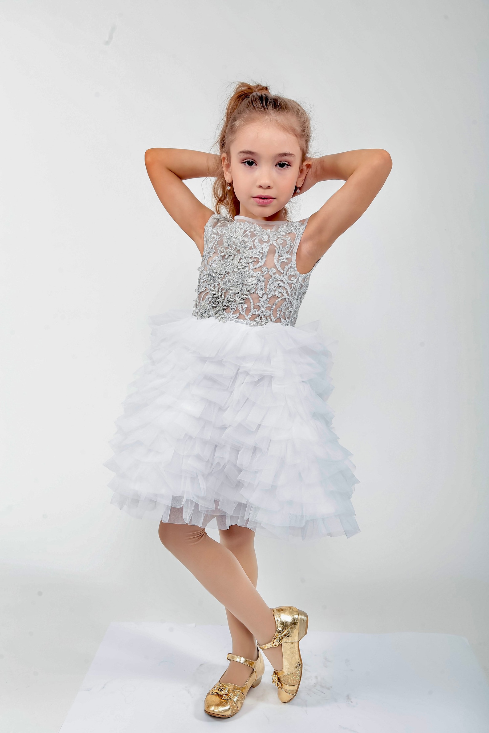 White Silver Pageant Cocktail Dress/ Tulle Ruffles Glitter - Etsy
