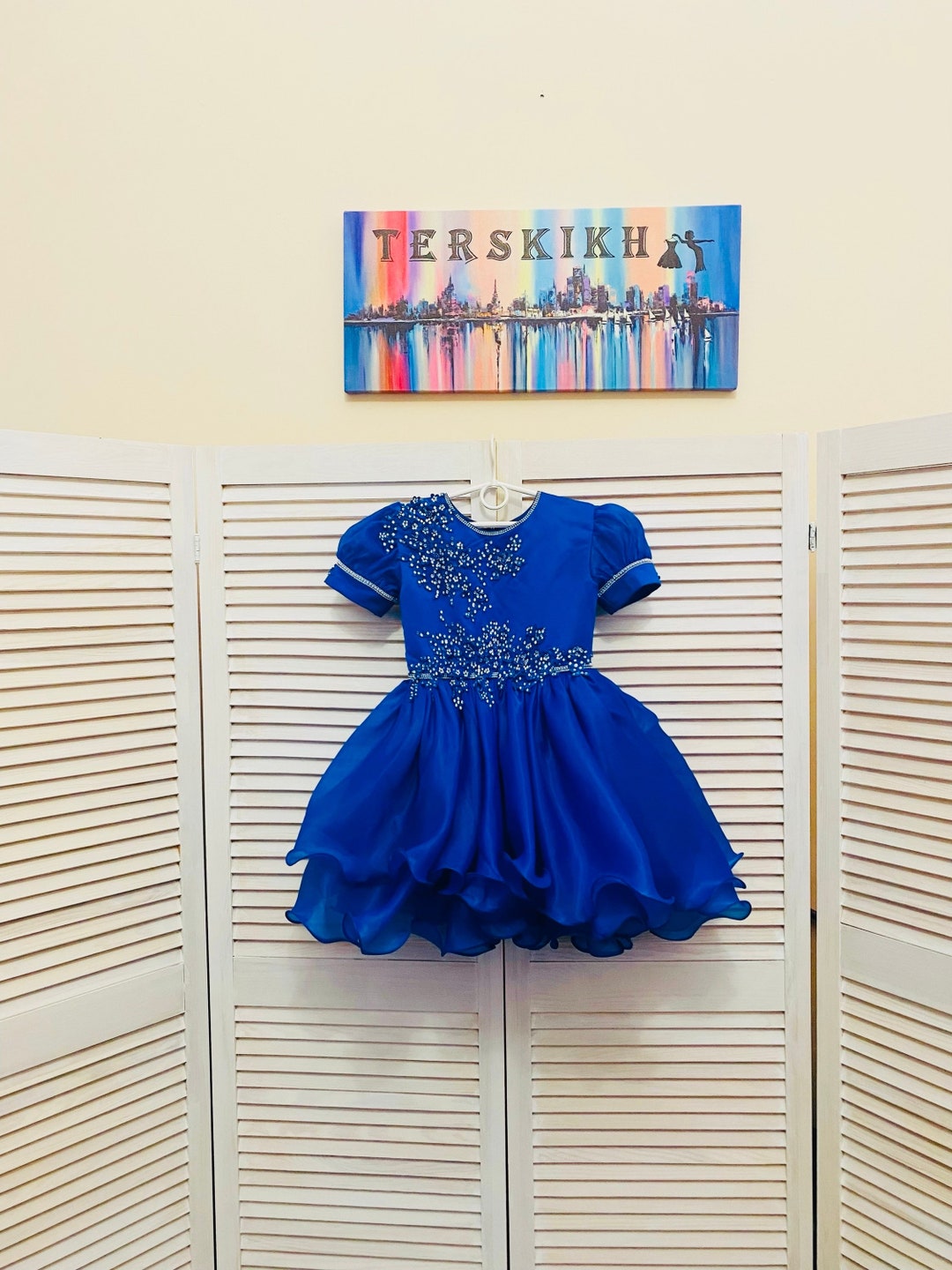 Royal Blue Pageant Beauty Cocktail Dress With Rhinestones/ Toddler ...
