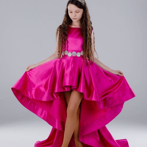 Hot Pink Tulle High Low One Shoulder Girls Dress/ Fun Fashion | Etsy