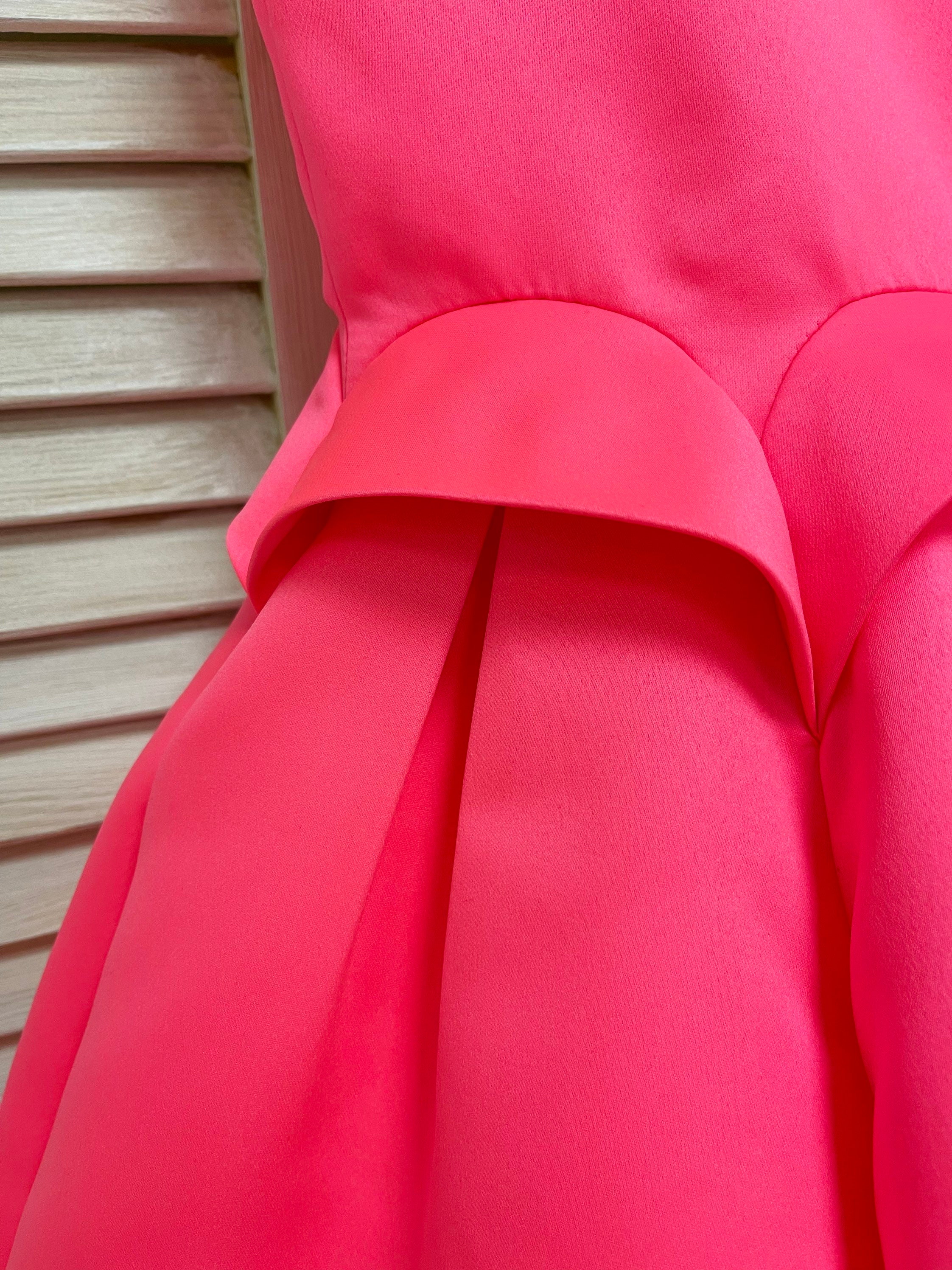 Neon Pink Satin Pageant Dress: Ruffle Detail, Teens Cocktail Outfit - Etsy