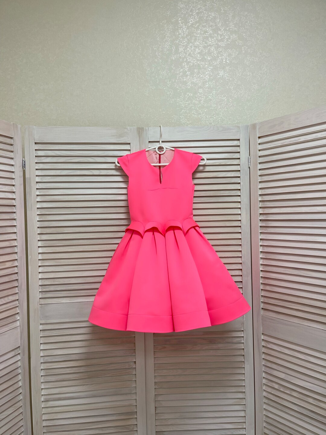 Neon Pink Girl Pageant Interview Dress/ Pageant Outfit/ Teens Cocktail ...