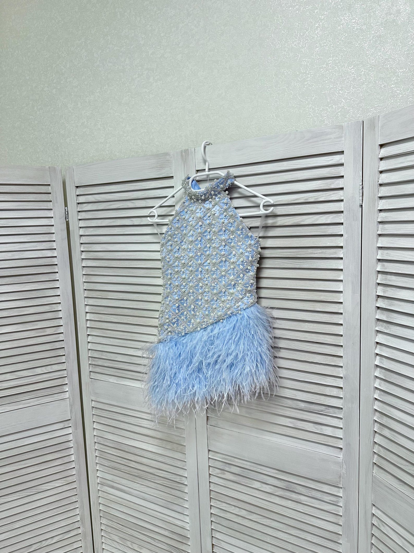 Baby Blue Beaded Feathers Dress: Cocktail Pageant Outfit - Etsy