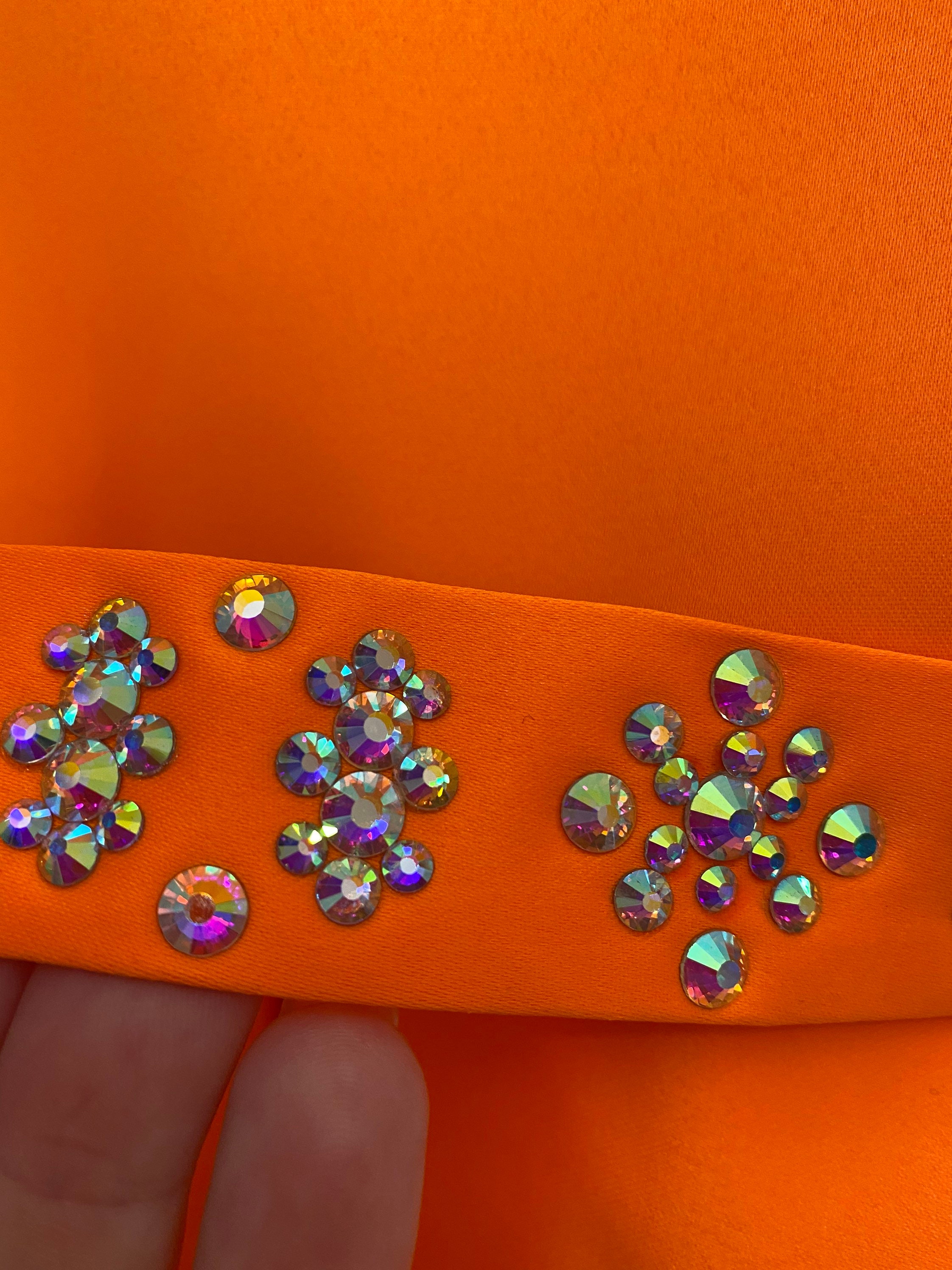 Neon Orange Pageant Cocktail Dress With Scrolled Neckline and | Etsy