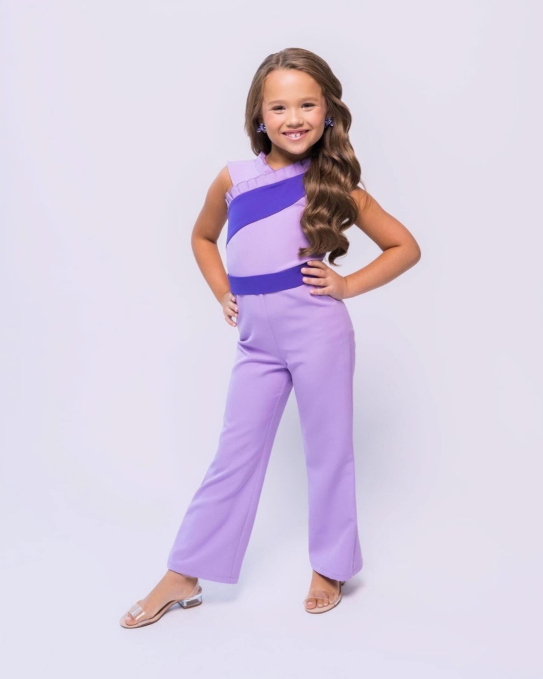 Lilac Purple Pageant Jumpsuit/ Teens Ruffles Romper/ Girls Interview ...