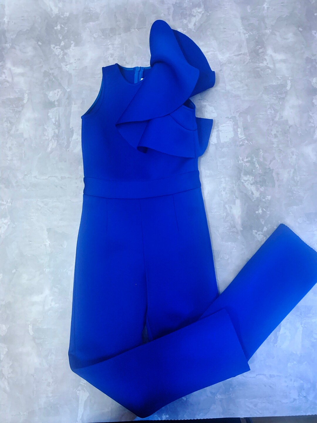 Royal Blue Neoprene Ruffle Jumpsuit: Girls Interview Romper - Etsy