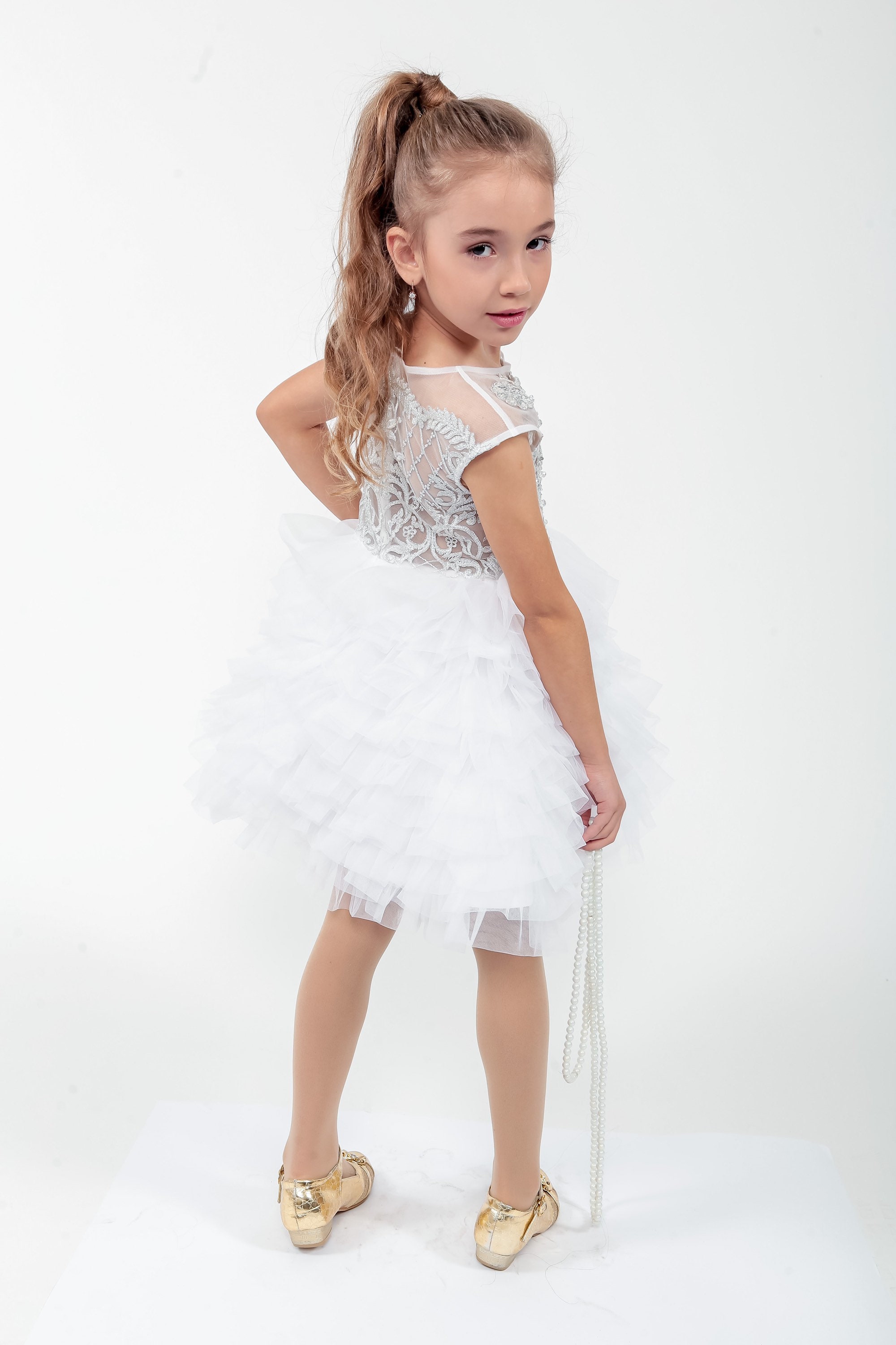 White Silver Pageant Cocktail Dress/ Tulle Ruffles Glitter - Etsy