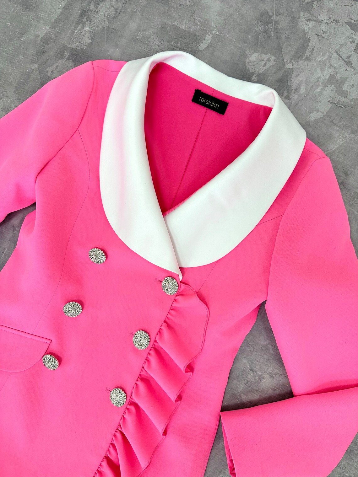 Neon Pink Girls Pageant Dress: Ruffle Trim, Rhinestone Buttons - Etsy