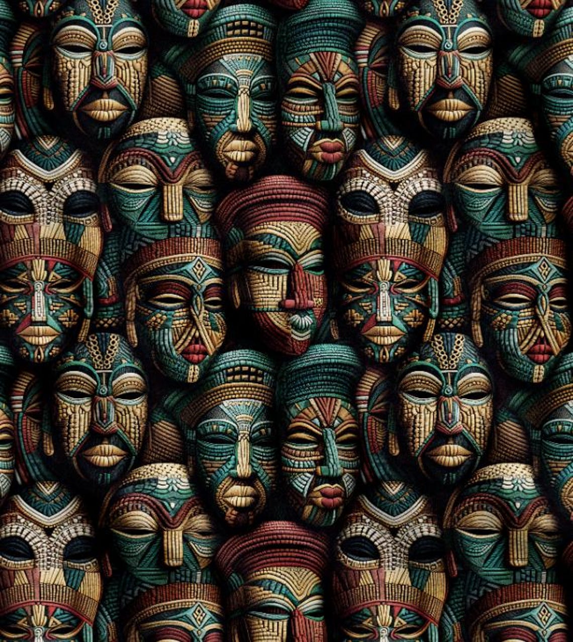 3D African Mask Design Fabric by the Meter - Etsy