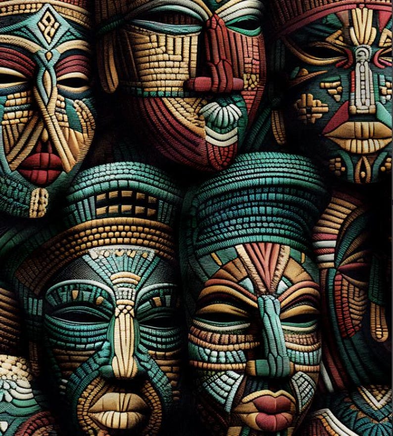 3D African Mask Design Fabric by the Meter - Etsy