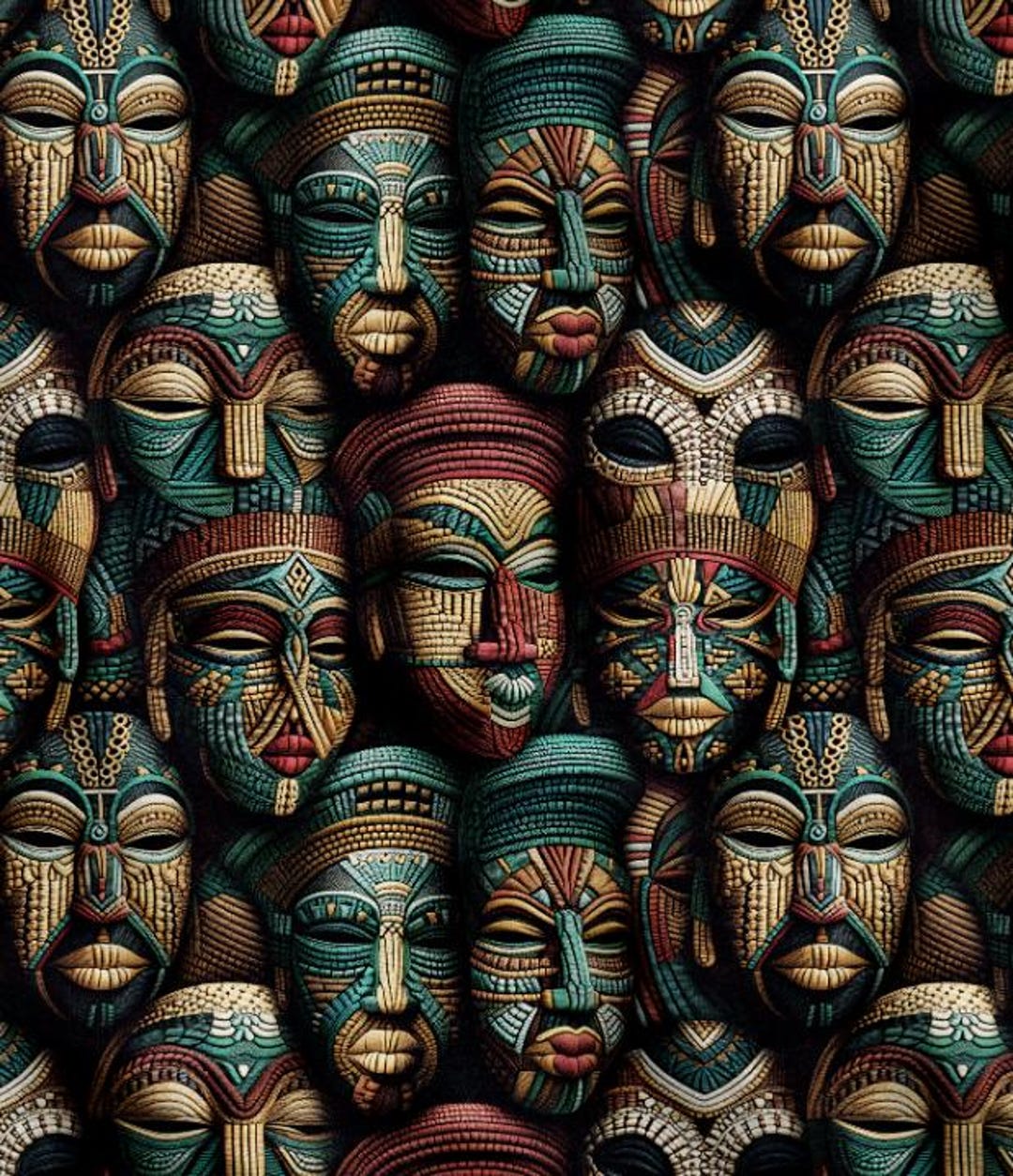 3D African Mask Design Fabric by the Meter - Etsy