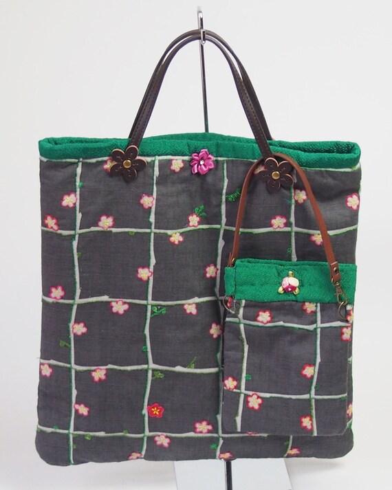 Hand Embroidery Flowers Bag bonus Small Bag Attached - Etsy