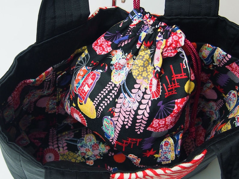 Japanese Vintage Kimono Bag bonus Small Drawstring Bag Attached - Etsy