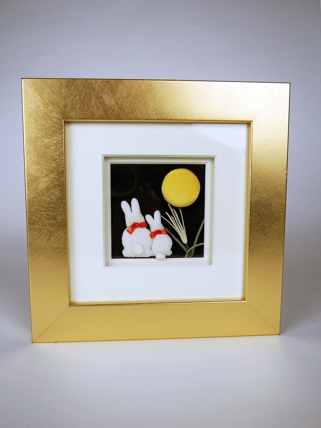 Otsukimi (japanese Harvest Moon Festival) Rabbit Oshie 3D Art Gold ...