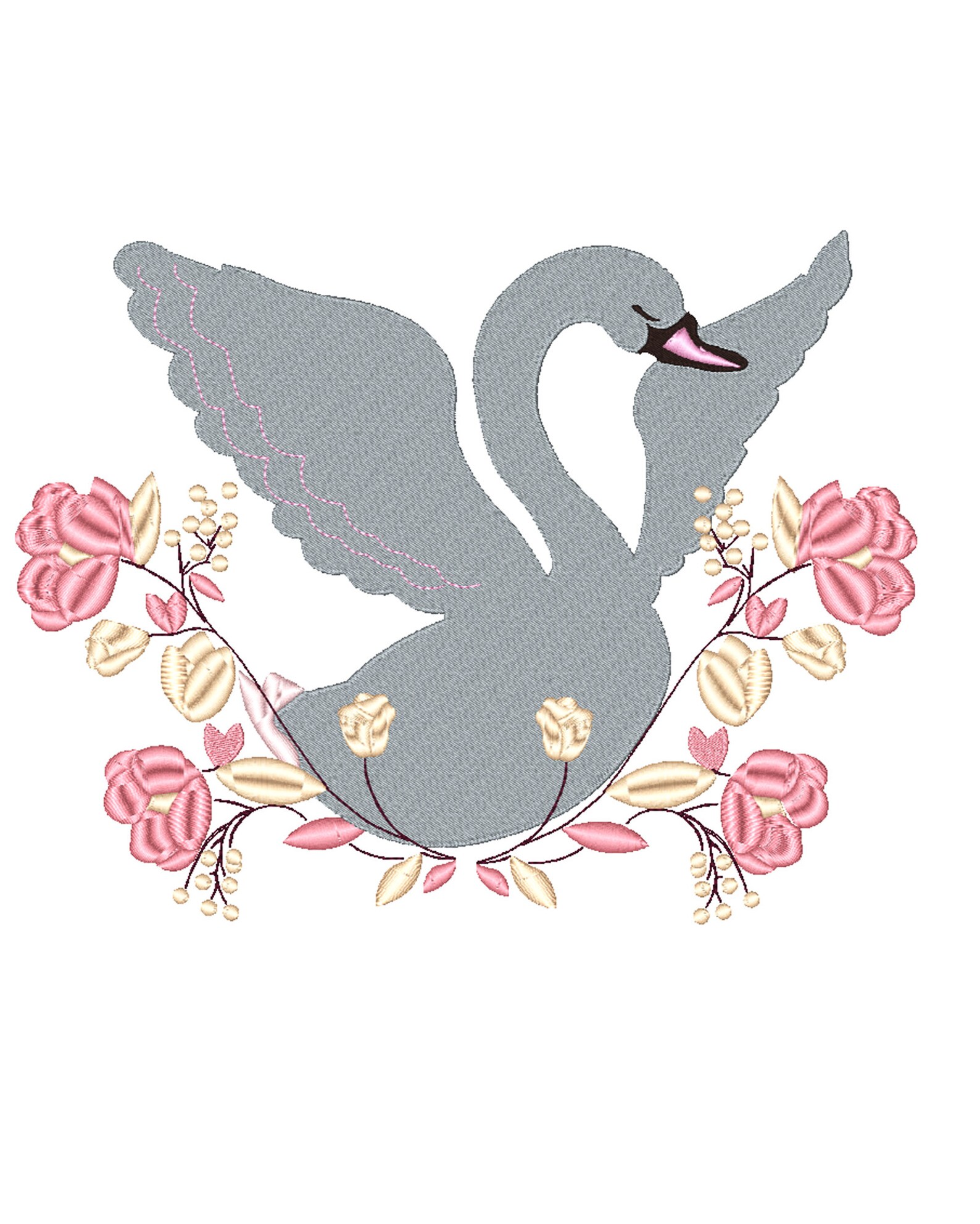 Swan Embroidery Design 4567 Inches Instant Download | Etsy