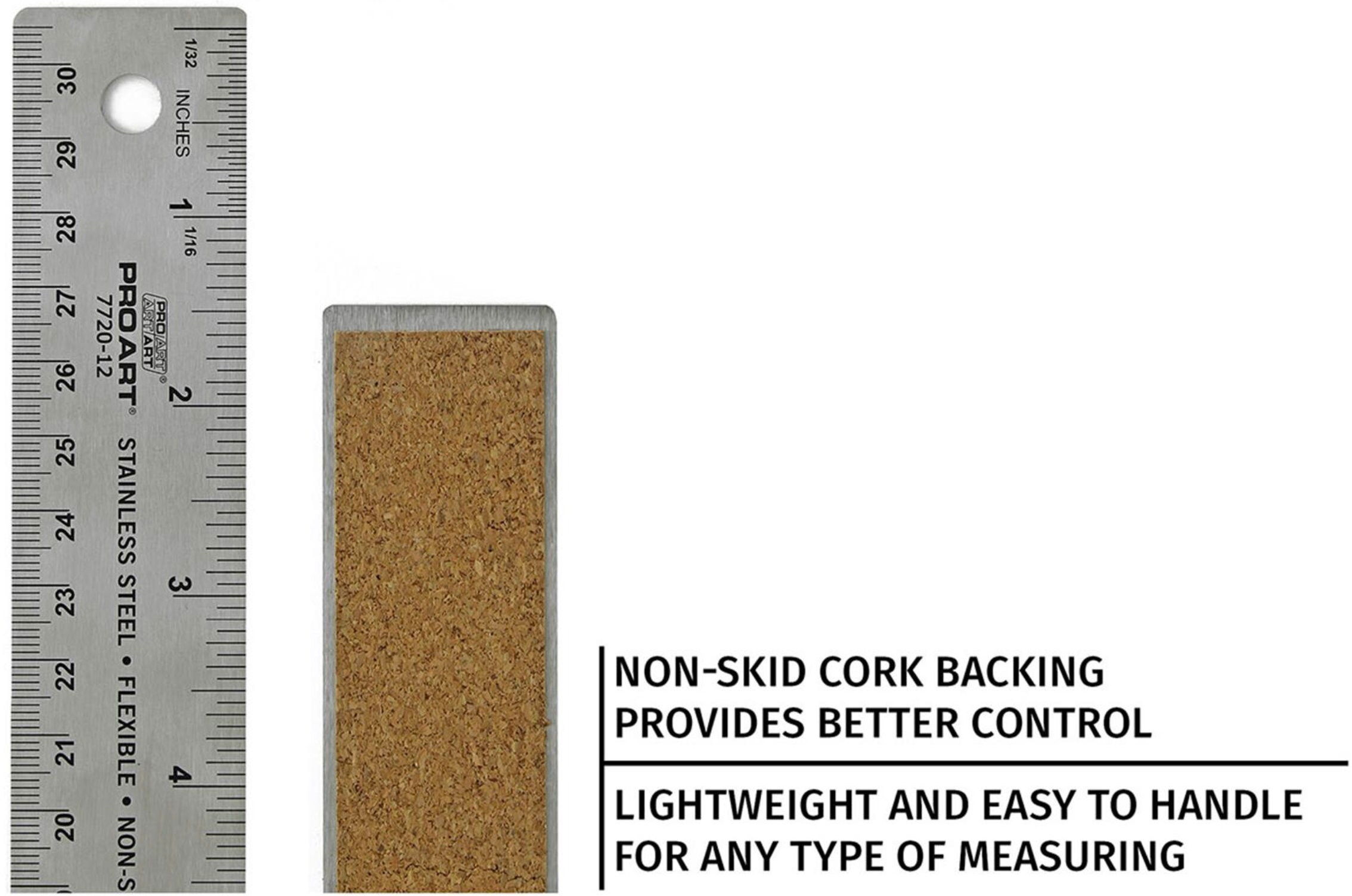 12 Inch 1 Foot and 30 Mm, Stainless Steel Ruler With Non-slip Backing ...