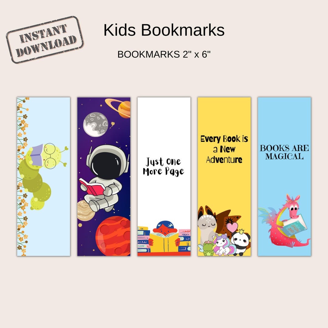 Printable Kids Bookmark Bundle - Digital Download - Etsy