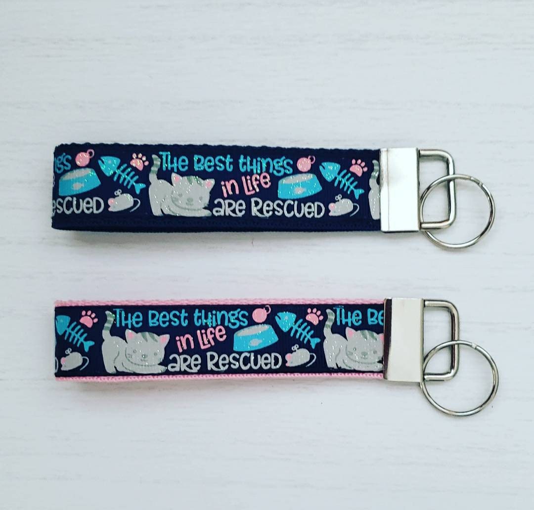 Cat Keychain - Kitten Keychain - the Best Things in Life Are Rescued ...