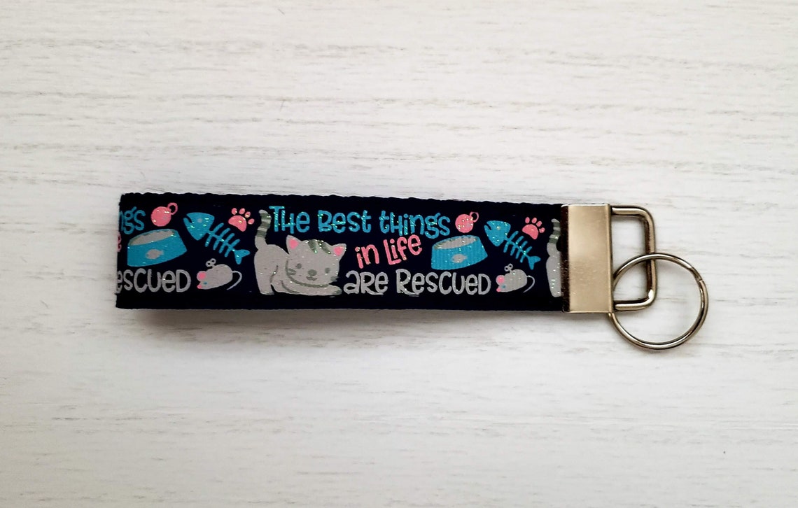 Cat Keychain - Kitten Keychain - the Best Things in Life Are Rescued ...