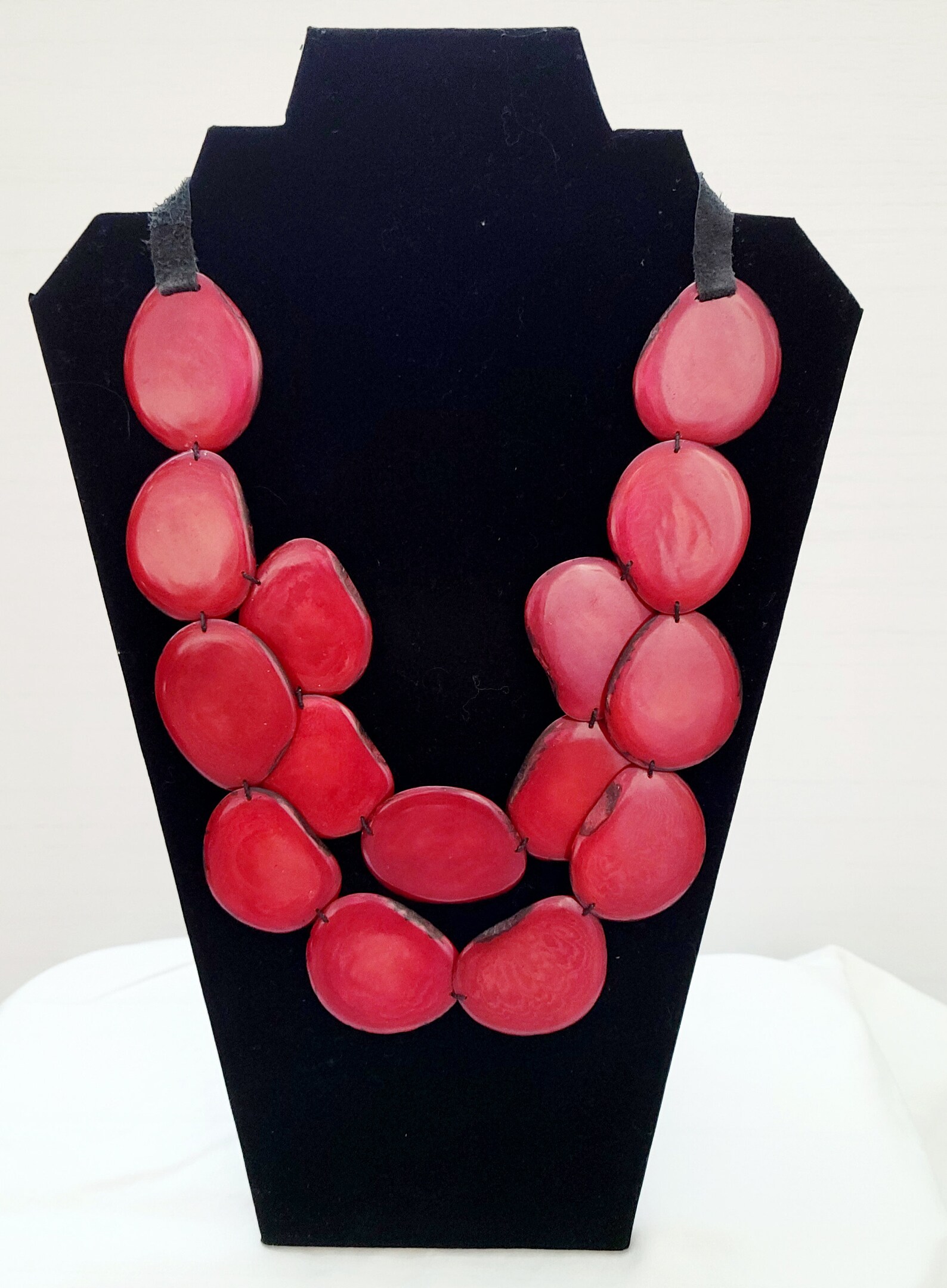 Red Tagua Nut Statement Necklace - Fair Trade Tagua Jewelry - Handmade ...