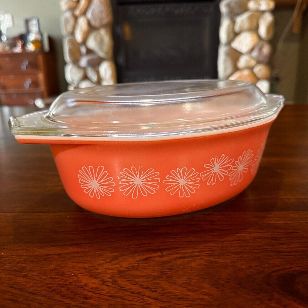 Vintage Pyrex Rare Pink Daisy 043 1-1/2 Qt Oval Casserole With Lid - Etsy