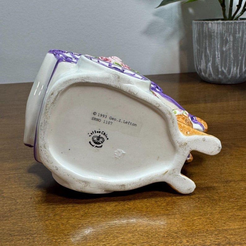 Vintage Lefton Rabbit Planter Bunny Ceramic Easter Spring Garden Cart ...