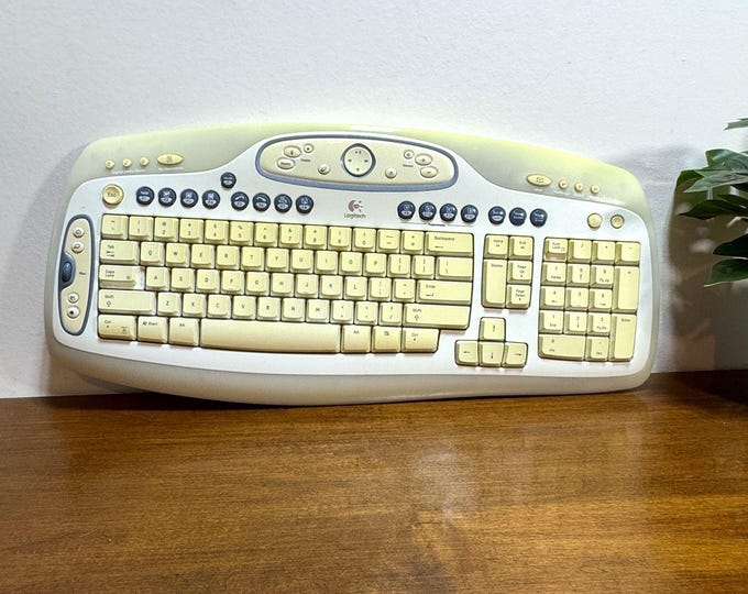 Vintage Logitech Wireless Keyboard Clicky Desktop LX 501 Ergonomic ...