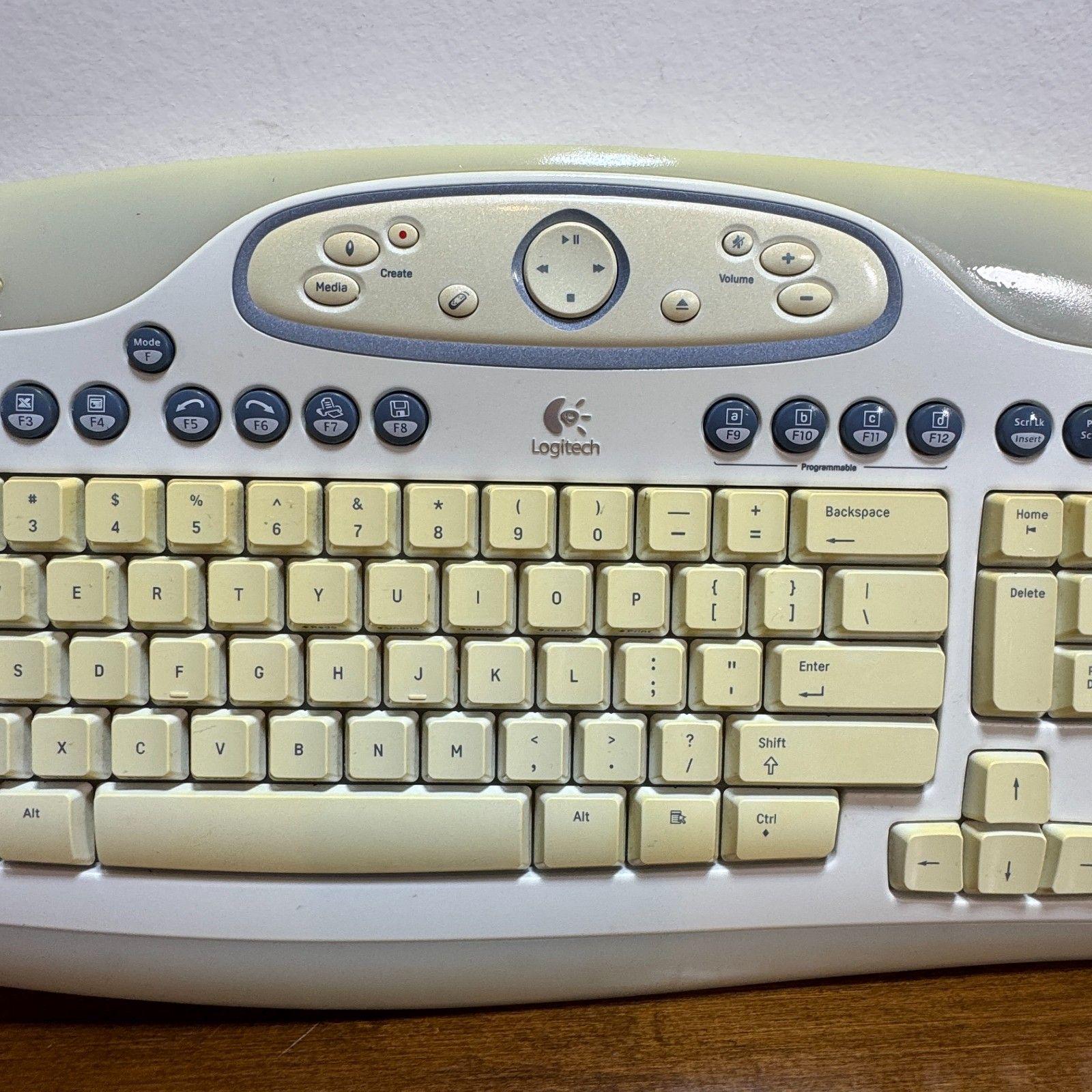 Vintage Logitech Wireless Keyboard Clicky Desktop LX 501 Ergonomic ...