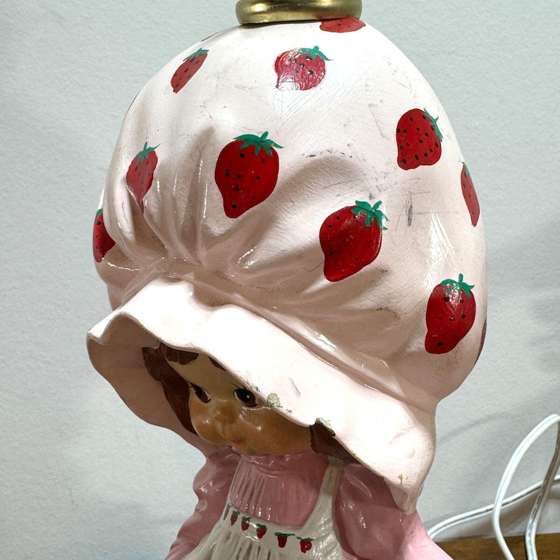 Vintage Strawberry Shortcake Table Lamp Working 14" No Shade Ceramic ...