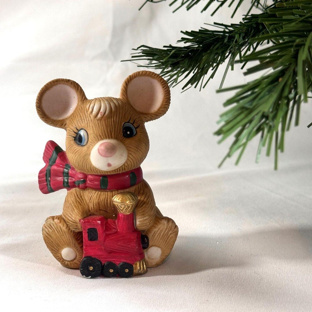 Vintage Homco Christmas Mouse Porcelain Figurine #5210 - Etsy