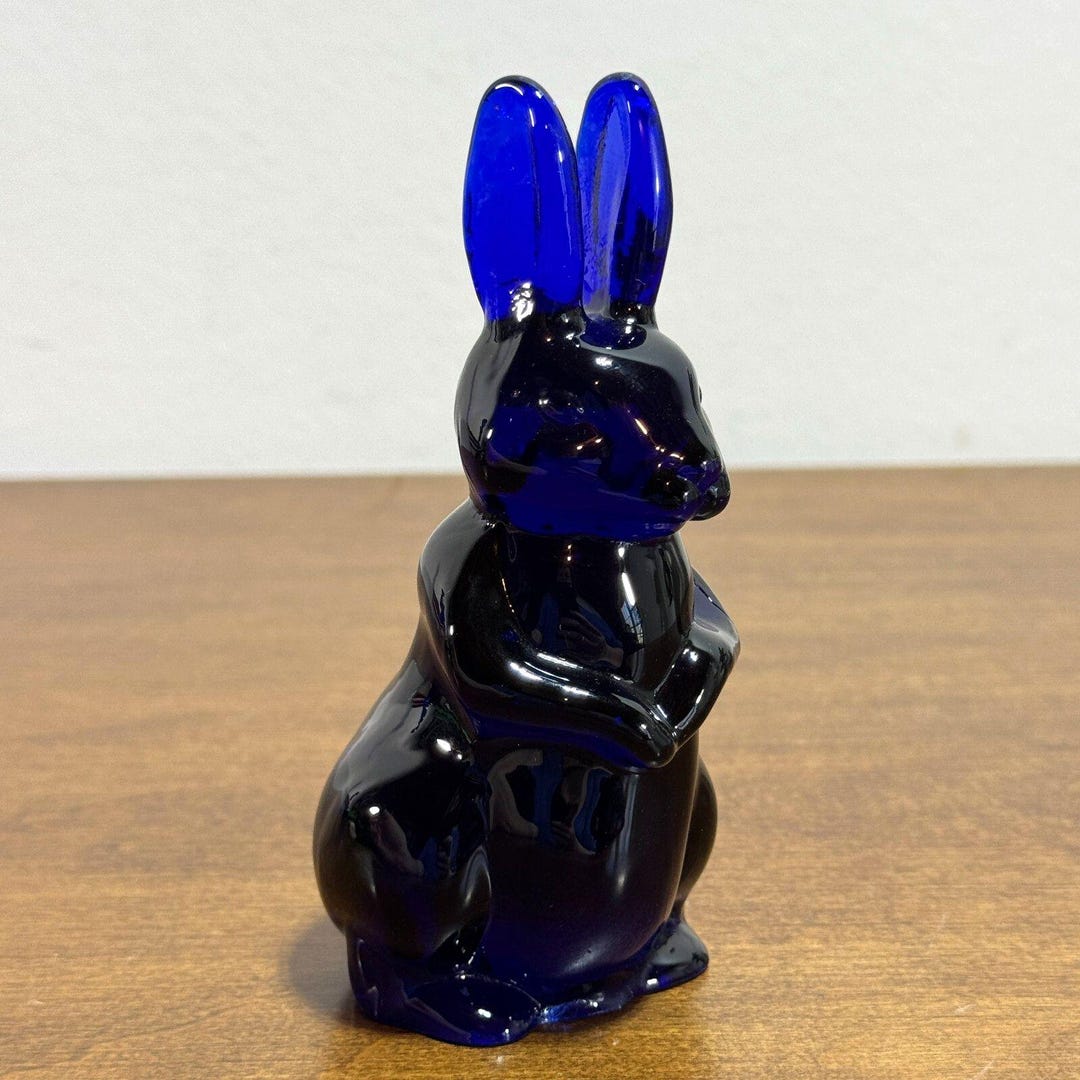 Vintage Cobalt Blue Glass Rabbit Standing Tall 5 Inches RARE - Etsy