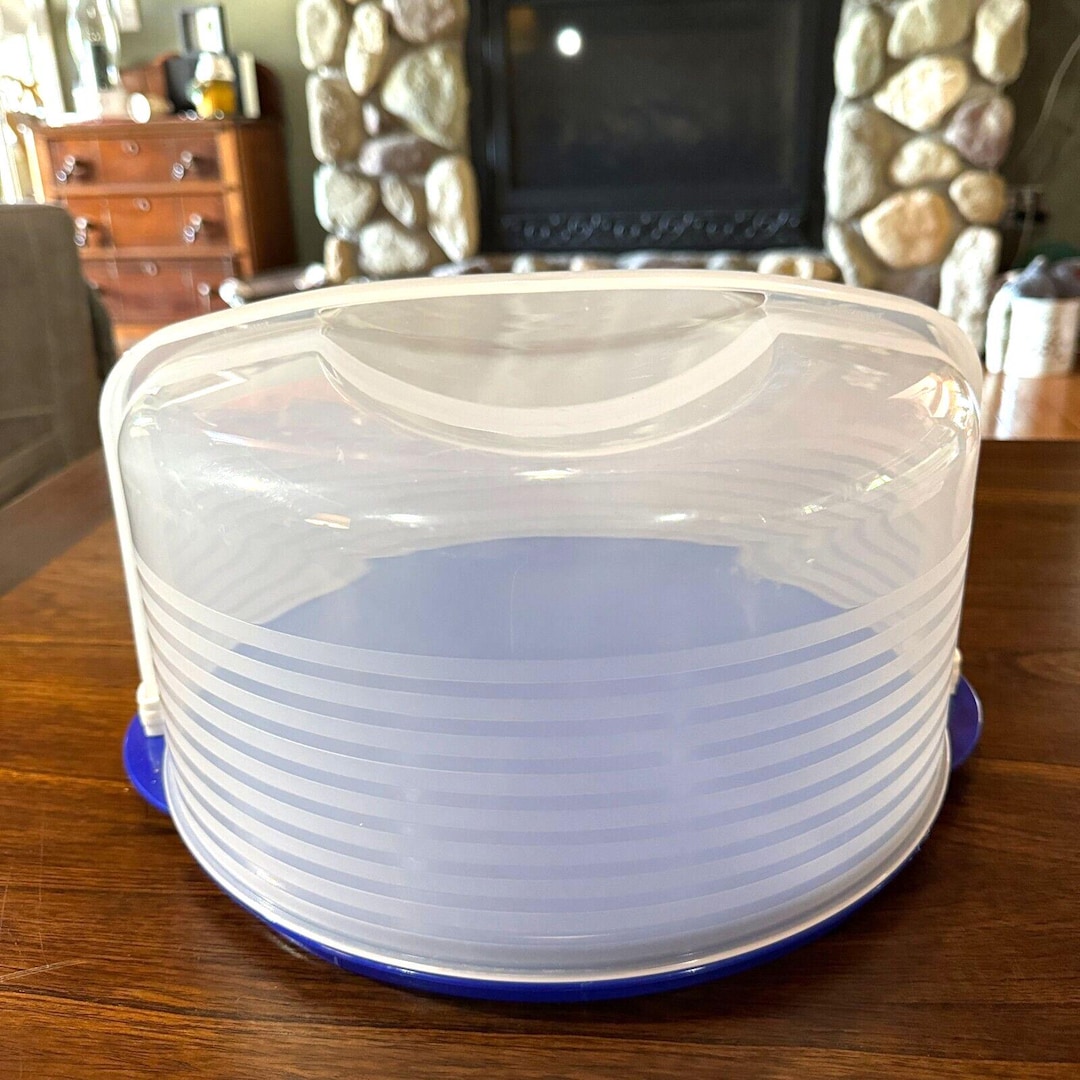 Vintage Tupperware Cake Taker Carrier Clear Blue Base Locking Handle - Etsy
