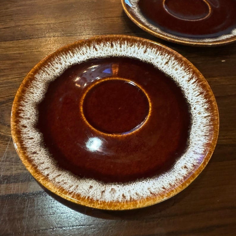 Hull Pottery Crestone Brown Drip Saucer Plates Vintage, Set of 2 - Etsy