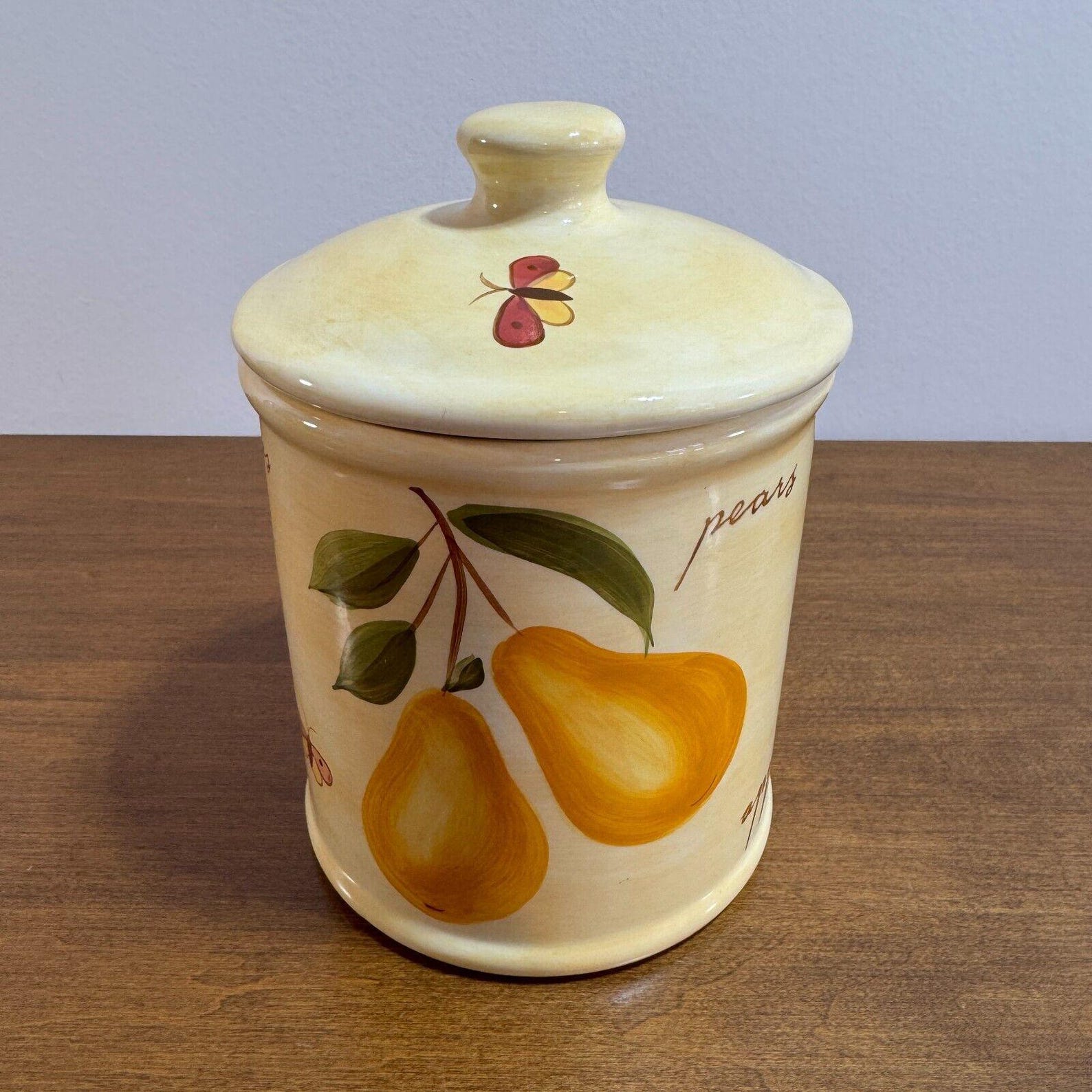 Pier 1 Cookie Jar Canister With Lid Fruit Pattern Provence 5.5 ...