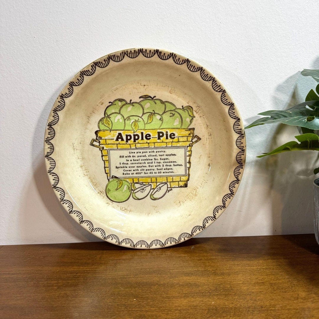 Vintage Dee Apple Pie Recipe Plate Dish USA for Holiday Baking ...