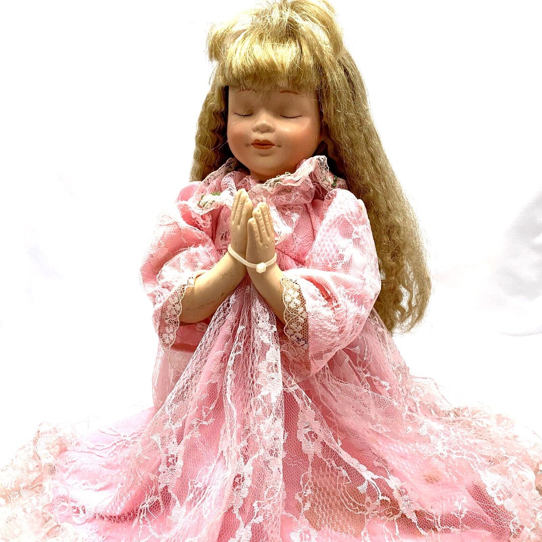Angel Kneeling Praying Doll Porcelain Blonde Hair Pink Dress Gown - Etsy