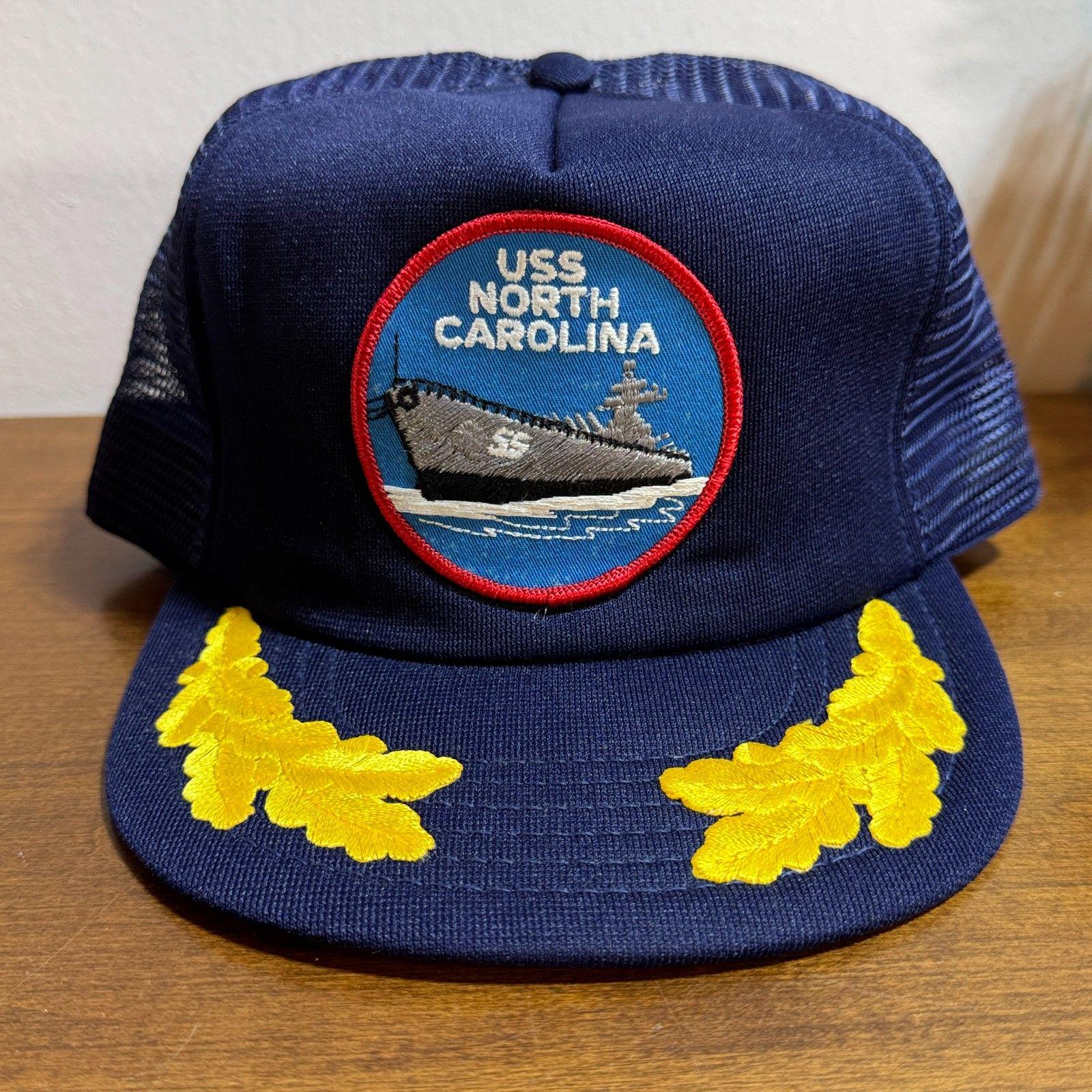 Vintage USS North Carolina Hat Cap Snapback Navy Mesh Trucker Made in ...