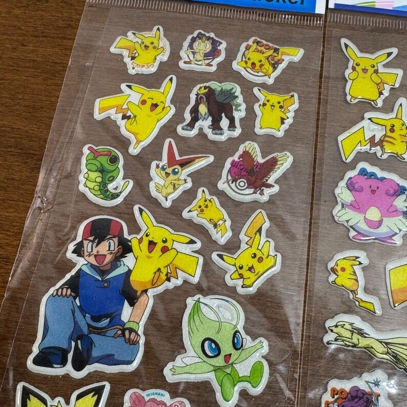 Pokemon Puffy 3D Stickers Pikachu Ash Meowth Kuzey JF-1091 JF-1093 3 ...