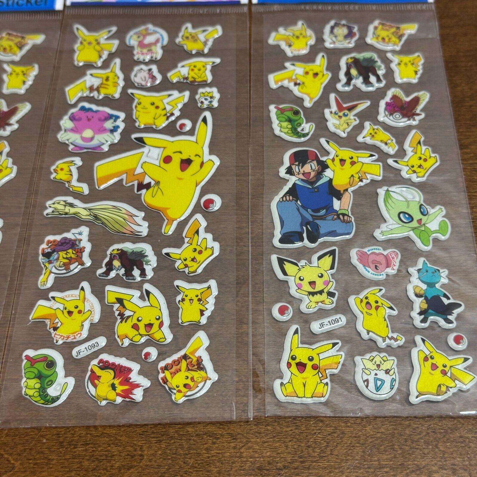 Pokemon Puffy 3D Stickers Pikachu Ash Meowth Kuzey JF-1091 JF-1093 3 ...